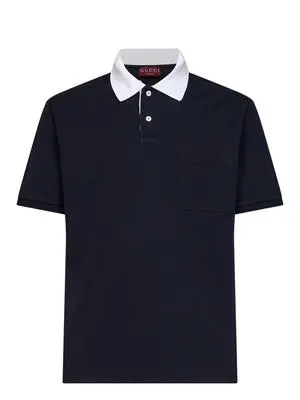 Gucci Blue Stretch Cotton Pique Polo Shirt - Multicolor
