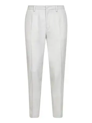 Dolce & Gabbana Light Beige Wool Poplin Trousers - Multicolor