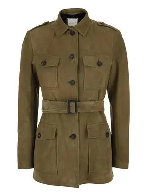 Tagliatore TAGLIATORE Single-Breasted Leather Jacket With Belt Multicolor