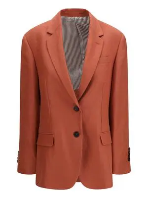 Brunello Cucinelli Single-breasted Linen Blazer - Red