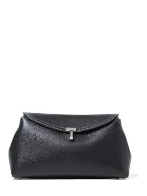 TOTEME T-lock Clutch Bag In Textured Leather - Black