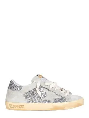 GOLDEN GOOSE Super-star" Suede And Glitter Sneakers - Multicolor