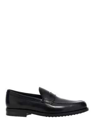 TOD'S Formal Leather Loafers With Rubber Sole - Black