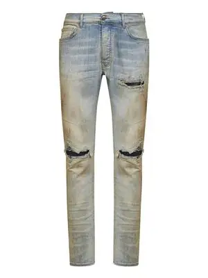 Amiri AMIRI Blue Denim Suede MX1 Jeans Multicolor