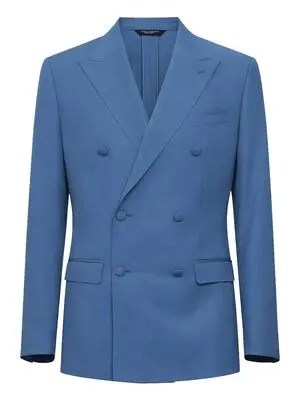 Dolce & Gabbana Dolce & Gabbana Men Avio Blue Wool Poplin Double-Breasted Jacket Multicolor
