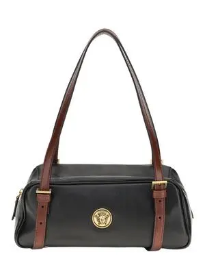 Versace Emblème Bowling Nappa Shoulder Bag With Medusa Accessory - Black