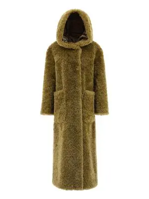 Herno Faux Fur Coat With Hood - Green