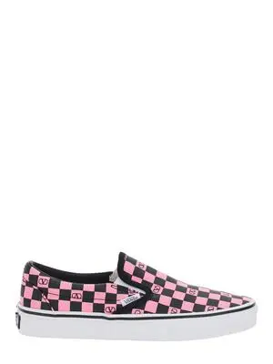 Valentino Garavani Low Top Sneakers With Check Motif And All-over Vlogo Print In Cotton - Multicolor