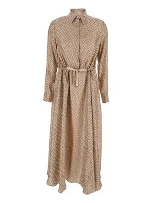 Herno Printed Silk Dress With Classic Collar - Multicolor