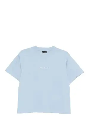 Balenciaga Light Blue Cotton Logo Print T-shirt - Multicolor