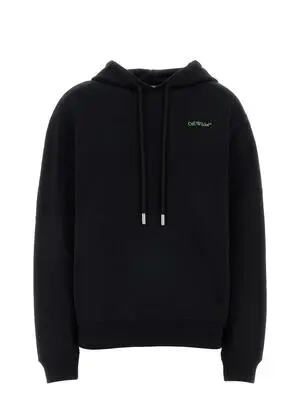 Off-White Embroidered Cotton Hoodie - Black