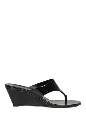 Prada Black Patent Leather Wedge Thong Sandals - Multicolor