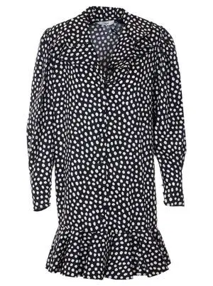 Chloé Silk Jacquard Long Sleeve Mini Dress - Black