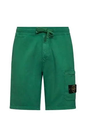 Stone Island Malachite Organic Cotton Fleece Jogger Shorts - Multicolor