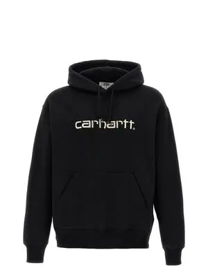 Junya Watanabe Junya Watanabe X Carhartt Cotton Fleece Hoodie With Graphic Print Black