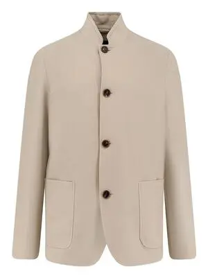 LORO PIANA Loro Piana Beige Linen Single-Breasted Blazer