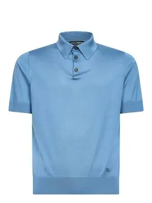 Dolce & Gabbana Light Blue Silk Knit Polo Shirt - Multicolor