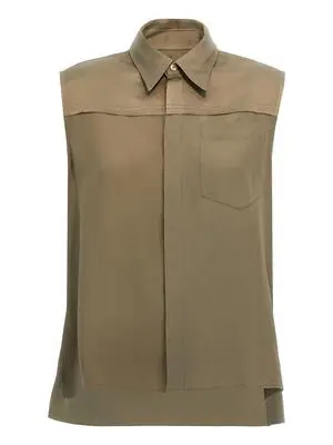 AMI Paris Sleeveless Viscose Blend Shirt - Gray