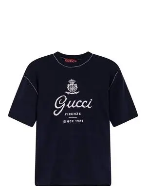 Gucci Silk And Linen Sweater With Firenze Since 1921 Inlay - Multicolor