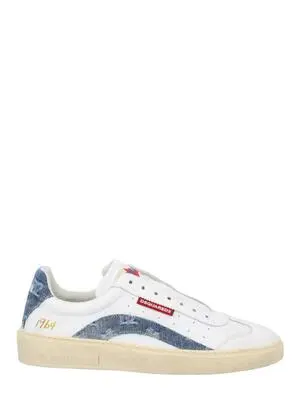 Dsquared2 Rider Sneakers White Leather And Denim - Multicolor