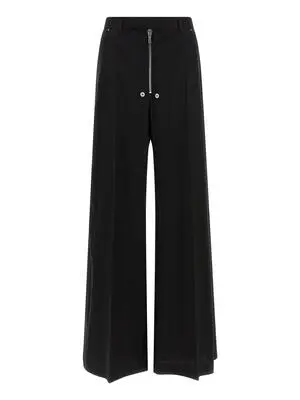 Rick Owens Tailored Wide Leg Wool Blend Pants - Black