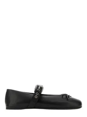 Miu Miu Leather Ballerinas - Black