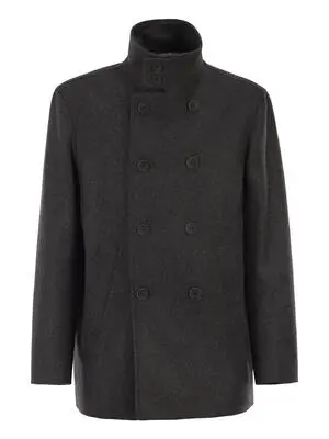 Herno Double-breasted Wool Blend Coat - Multicolor