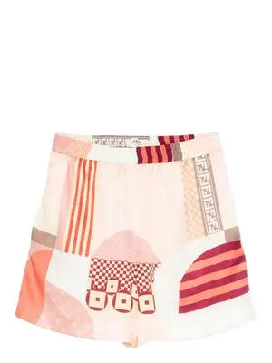 Fendi High-waisted Patchwork Shorts - Multicolor