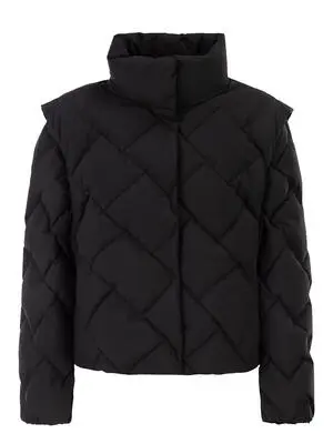 Herno Matt Nylon Down Jacket With Detachable Sleeves - Black