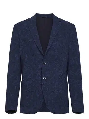 Etro Blue Paisley-pattern Seersucker Jersey Single-breasted Jacket - Multicolor