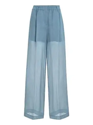 Brunello Cucinelli Cotton Organza Sartorial Wide Leg Trousers - Multicolor
