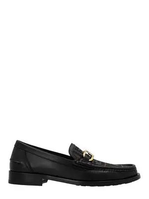 Fendi O'lock Leather Loafers - Black