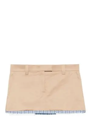 Miu Miu Belted Mini Skirt With Plaid Trim - Multicolor