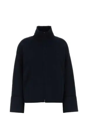 Max Mara Dark Viscose Blend Zip-up Sweatshirt - Blue