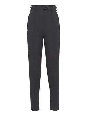 Prada Virgin Wool High-waist Pants - Gray