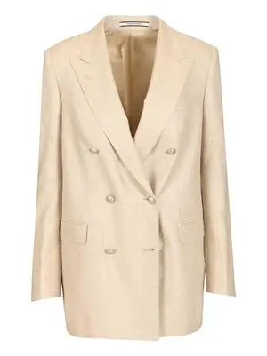 TAGLIATORE TAGLIATORE Double-Breasted Wool & Cashmere Blend Jacket With Peak Lapels
