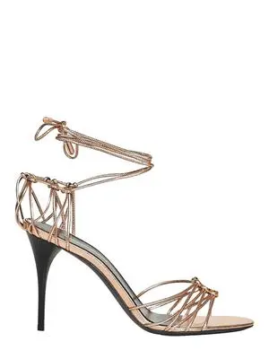 Saint Laurent SAINT LAURENT Metallic Nappa Leather Lace-Up Sandals Multicolor