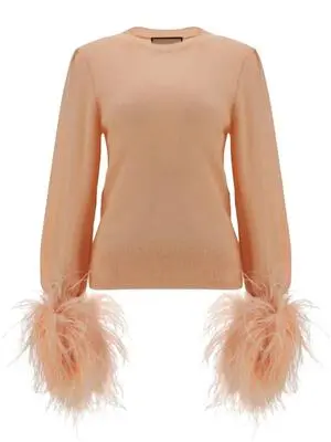 Gucci Wool Sweater With Feather Embellishments - Pink