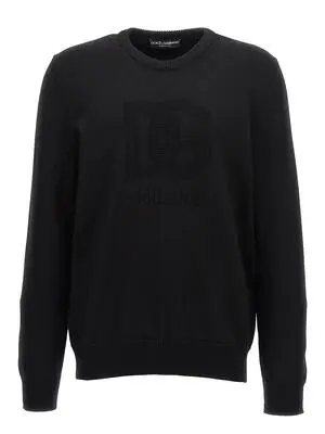 Dolce & Gabbana Dg Intarsia Crew Neck Sweater - Black