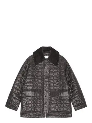 GANNI Quilted Midi Jacket - Gray