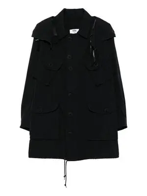 Junya Watanabe Nylon Parka Coat With Detachable Hood And Cargo Pockets - Multicolor
