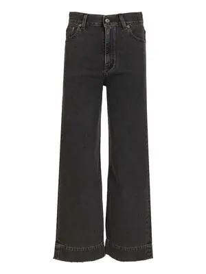 Chloé High-waisted Wide-leg Cropped Jeans - Black
