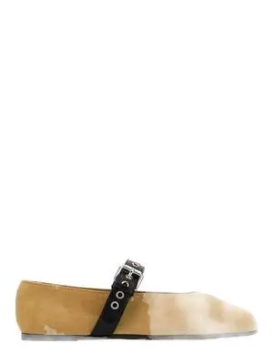Miu Miu Suede Ballerinas With Buckled Strap - Brown