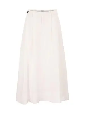 BRUNELLO CUCINELLI Brunello Cucinelli Fluid Viscose And Linen Twill Skirt With Jewel Detail
