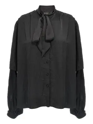 Balenciaga Double Sleeve Technical Crêpe Shirt - Black