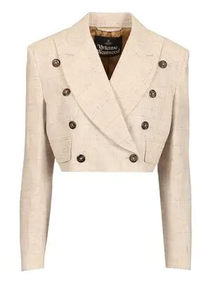 VIVIENNE WESTWOOD Double-breasted Cropped Blazer - Cream