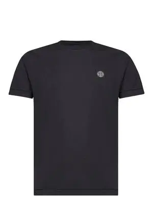 Stone Island Black Slim-fit Logo Patch T-shirt - Multicolor