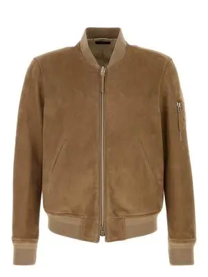 TOM FORD Tom Ford Suede Bomber Jacket Brown