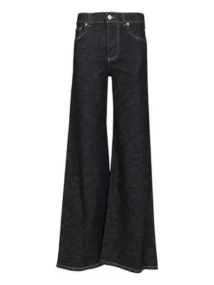 Marni Wide-leg Jeans With Embroidered Logo - Blue