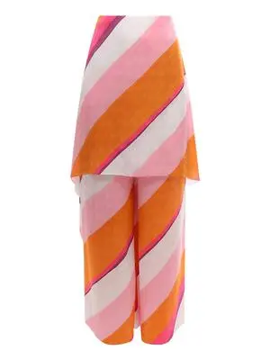 Fendi Color-blocked Draped Trousers With Logo Pattern - Pink
